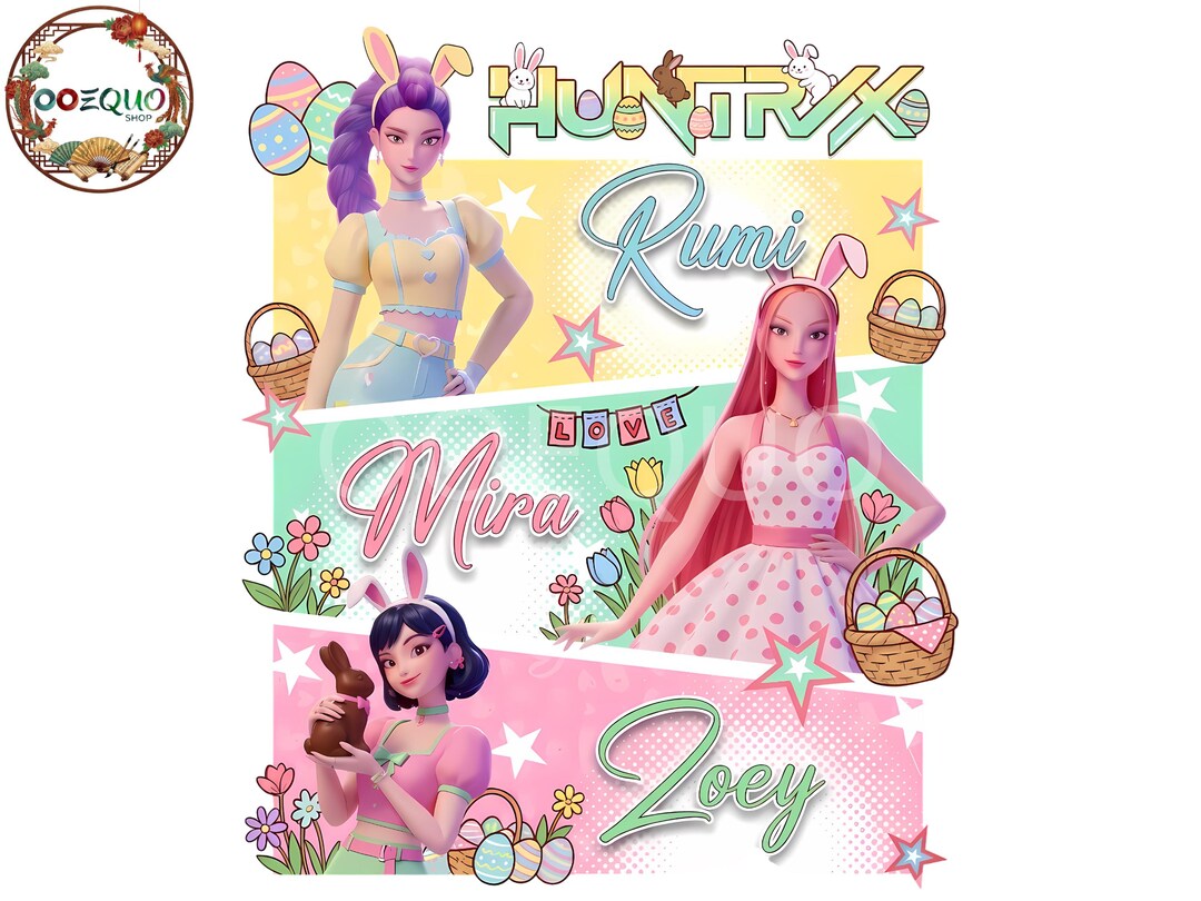 Huntrix Easter PNG, Kpop Hunter, Demon Hunter, Rumi, Mira, Zoey ...