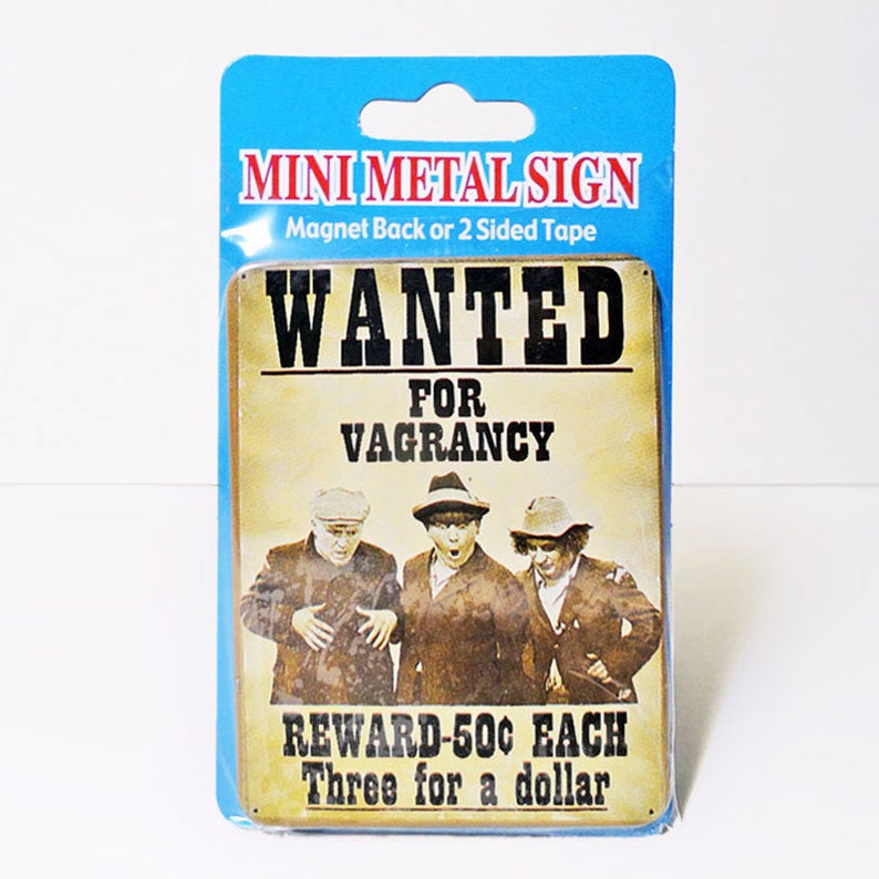 Three Stooges Vintage Wanted Poster Mini Metal Magnet Sign for ...