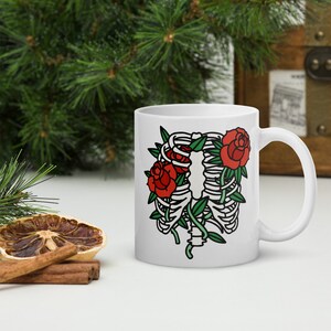 Rib Tattoo Mug, Traditional Tattoo Art Mug, Coffee Mug for Tattoo ...