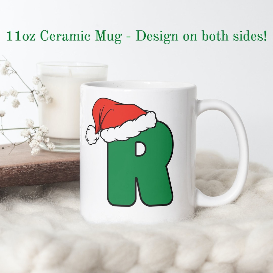 Christmas Letter 'R' Mug, First Initial Mug, Letter Mug, Monogram ...