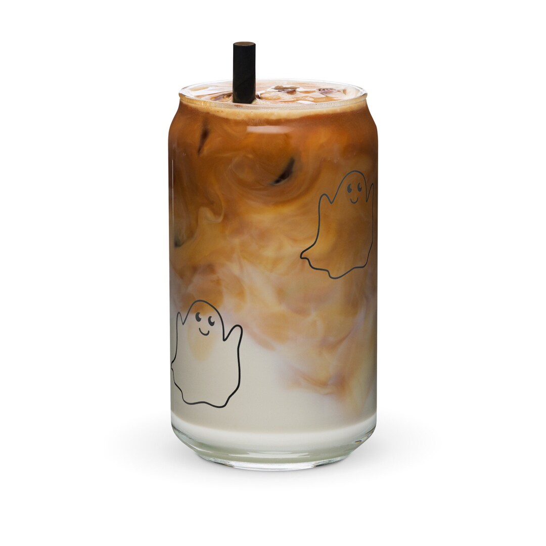 Ghost Glass Cold Cup, Can-shaped Glass With Ghost Pattern, Cold Brew ...