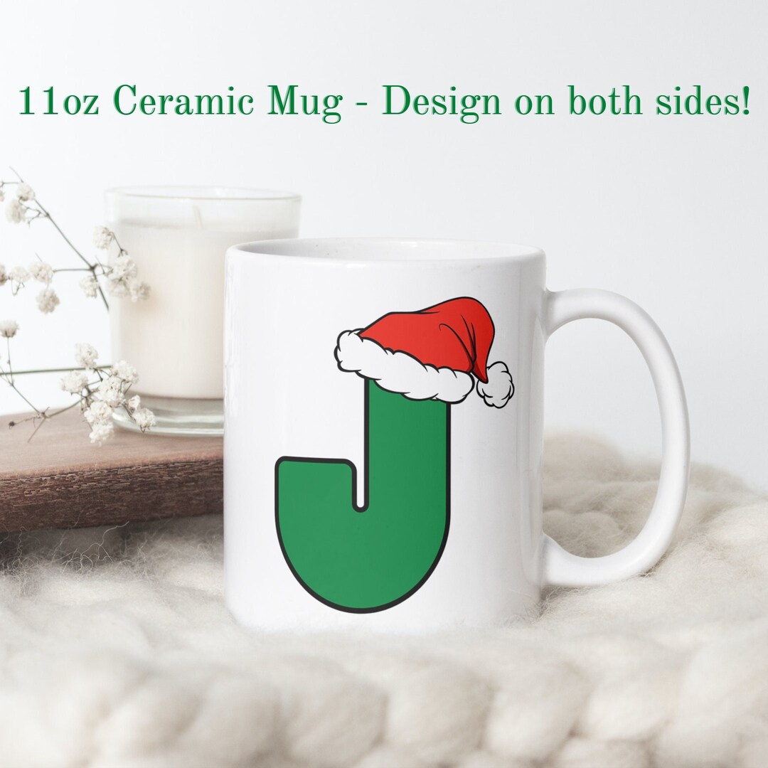 Christmas Letter 'J' Mug, First Initial Mug, Letter Mug, Monogram ...