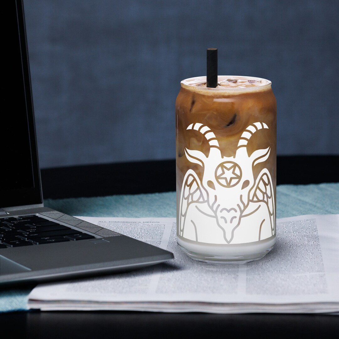 Can-shaped Glass With Satanic Design, Devil Pint Glass, Satan Coffee ...