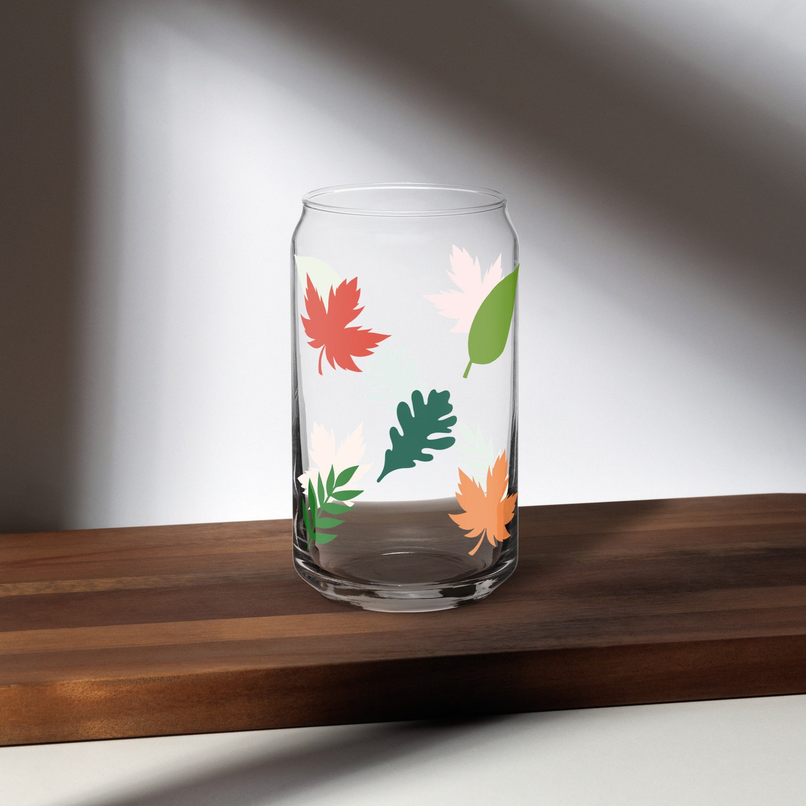 Autumn Leaves Can-shaped Glass, Fall Theme Cup, October Gift Idea, Cold ...