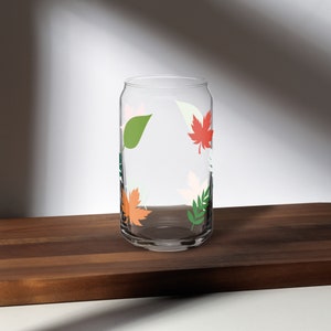 Autumn Leaves Can-shaped Glass, Fall Theme Cup, October Gift Idea, Cold ...