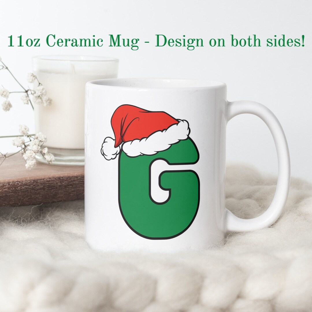 Christmas Letter 'G' Mug, First Initial Mug, Letter Mug, Monogram ...