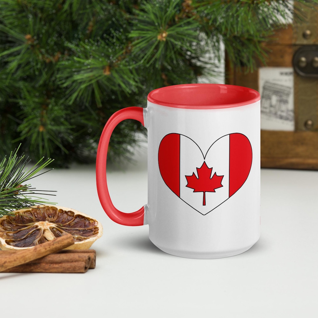Canadian Flag Gift Mug, Heart Canada Mug, Large Canadian Mug With ...