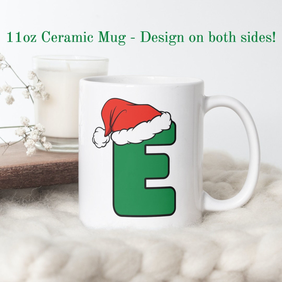 Christmas Letter 'E' Mug, First Initial Mug, Letter Mug, Monogram ...
