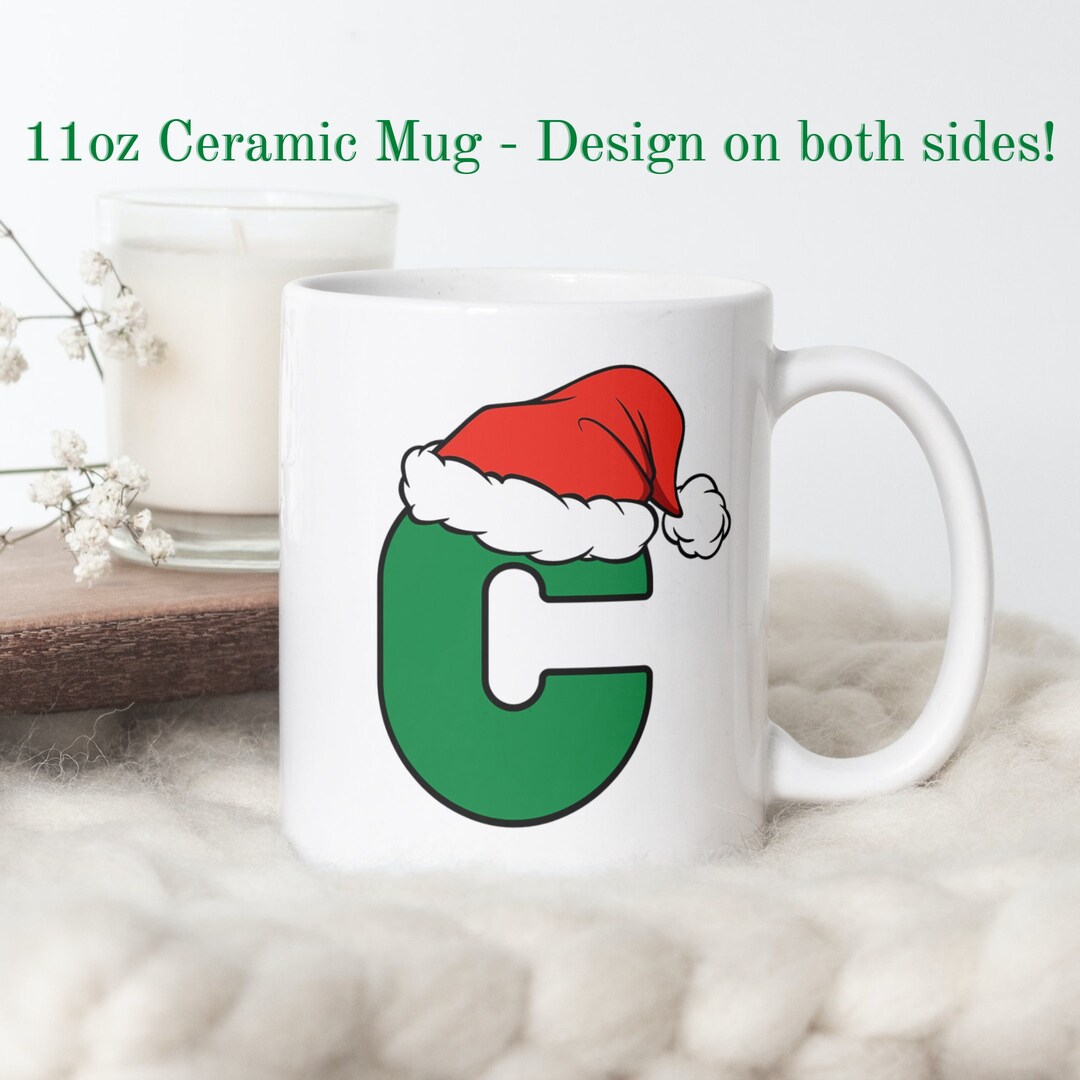 Christmas Letter 'C' Mug: Santa Hat Monogram Coffee Mug - Etsy