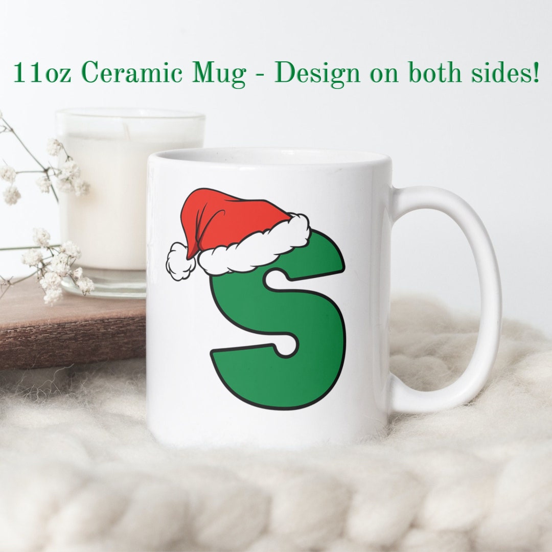 Christmas Letter 'S' Mug, First Initial Mug, Letter Mug, Monogram ...
