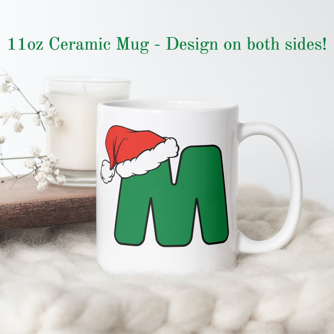 Christmas Letter 'M' Mug, First Initial Mug, Letter Mug, Monogram ...