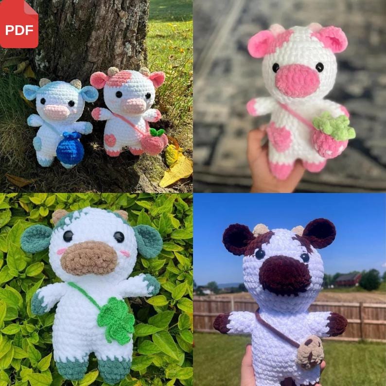 2in1 Crochet Pattern - Chubby Milky Cow, Crochet Milk Cow Pattern, Cute ...
