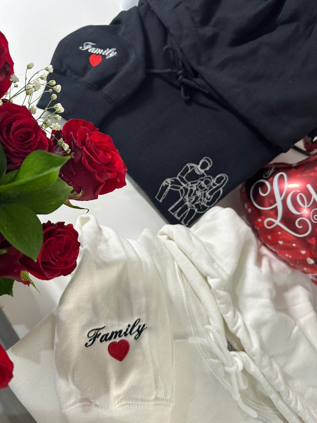 Custom Embroidered Portrait From Photo Sweatshirt, Couples Sweatshirt ...