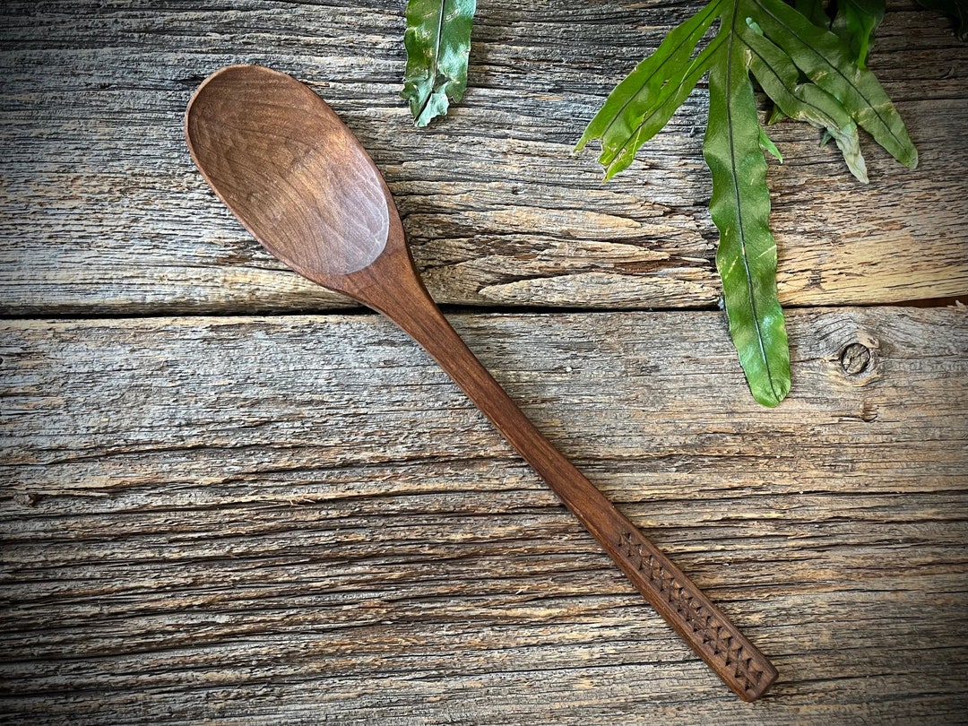 Hand Carved Large Wooden Mixing/serving/cooking Spoon - Maple Wood/11.5 ...
