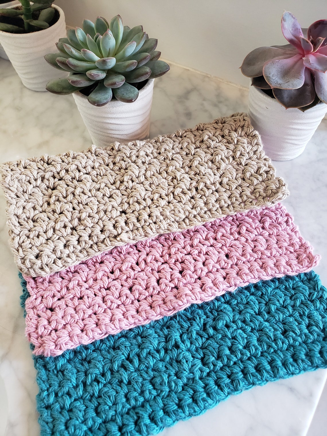 Crocheted Dishcloth PATTERN Washcloth Facecloth Easy Beginner Pattern 7 ...