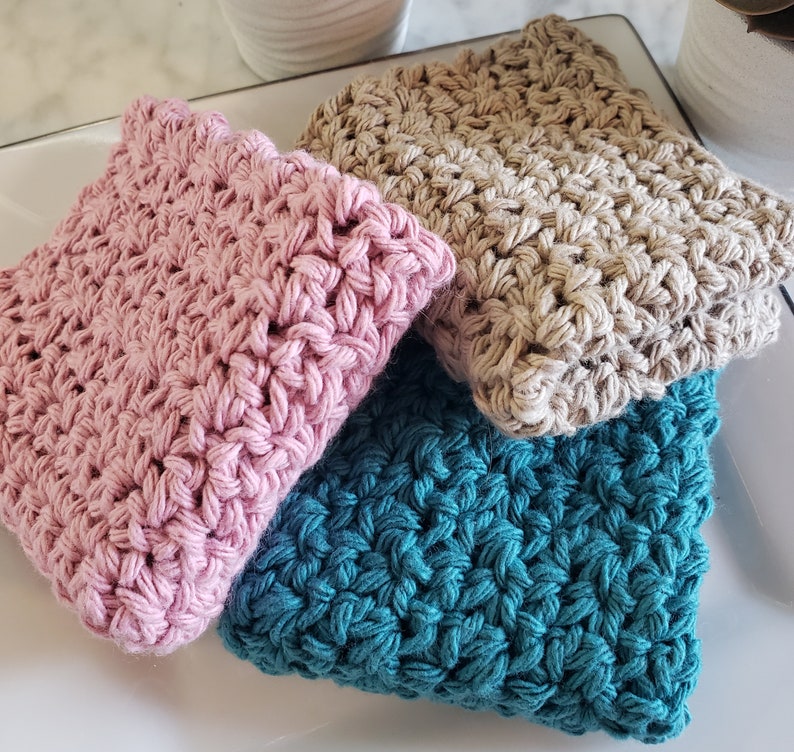 Easy Crochet Dishcloth Pattern PDF | Beginner Cotton Washcloth Crochet ...