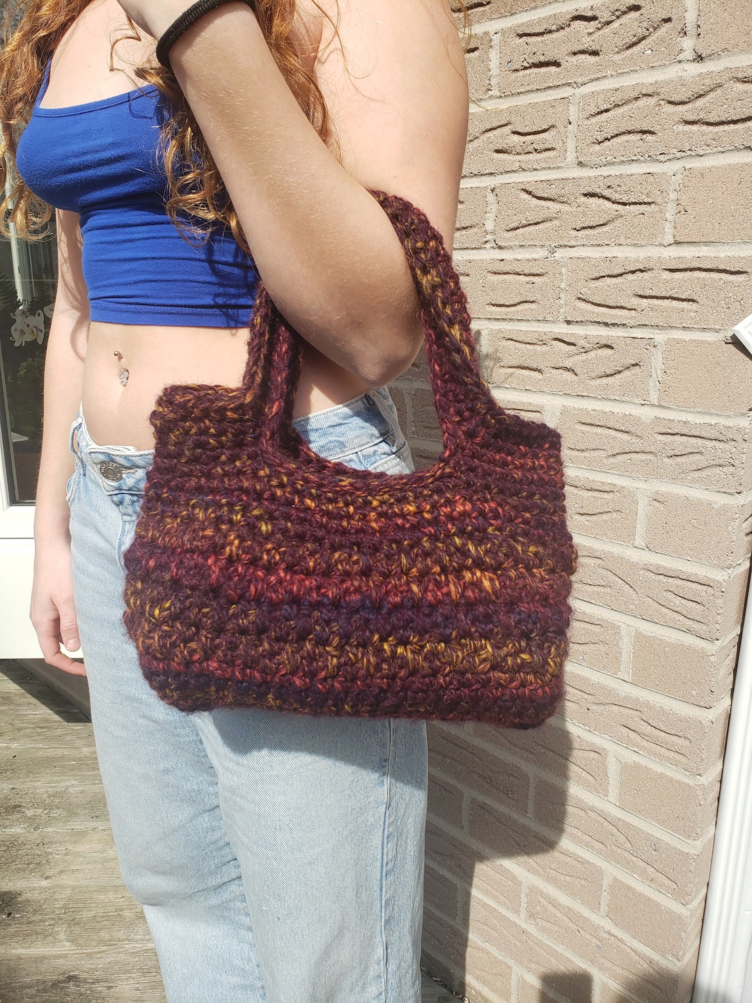Crochet Bag PATTERN, Chunky Crocheted Purse Pattern, Handmade Crocheted ...