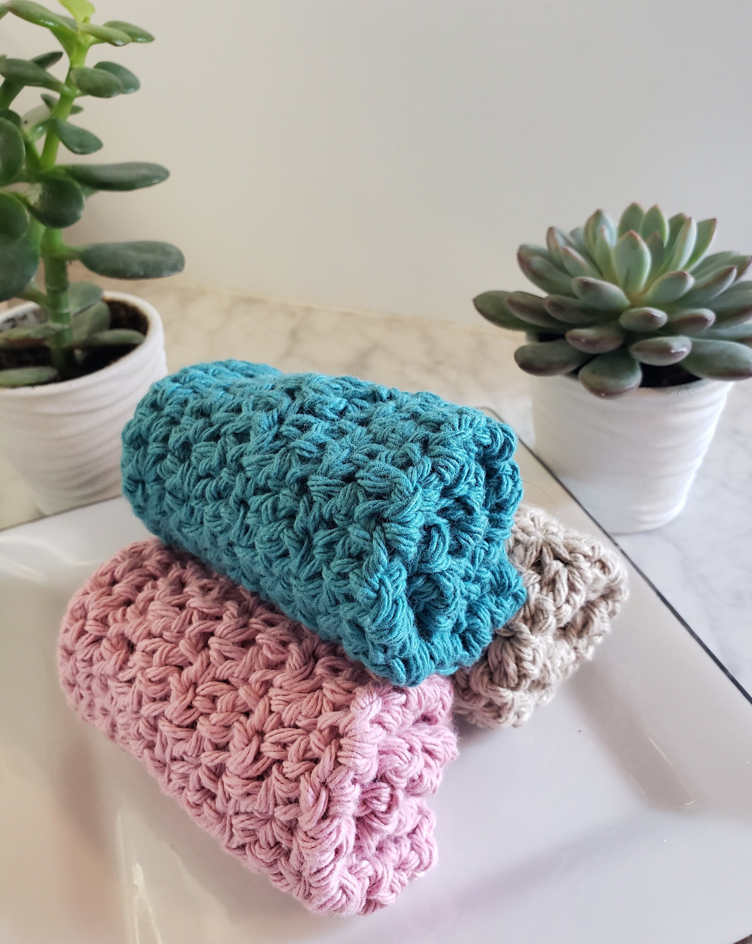 Easy Crochet Dishcloth Pattern PDF | Beginner Cotton Washcloth Crochet ...