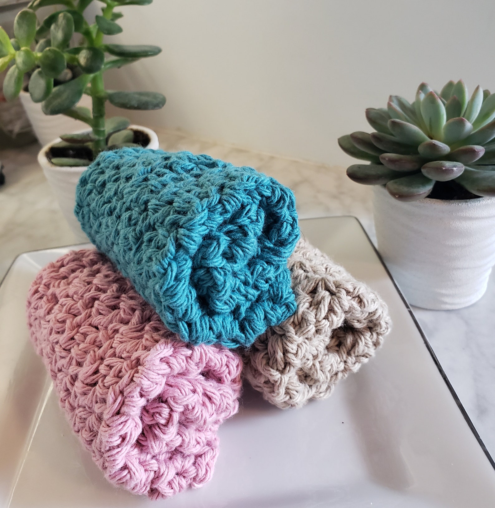Easy Crochet Dishcloth Pattern PDF | Beginner Cotton Washcloth Crochet ...