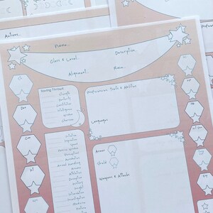 DND Character Sheet Cute Moon and Stars 9 Page Character - Etsy UK