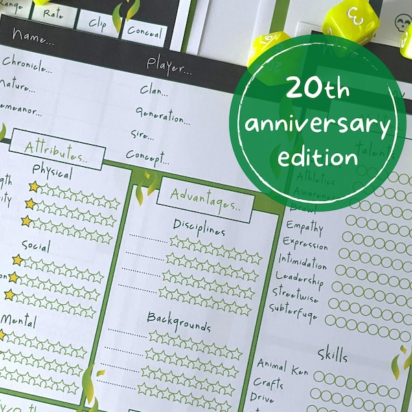 Vampire the Masquerade Character Sheets - Etsy UK