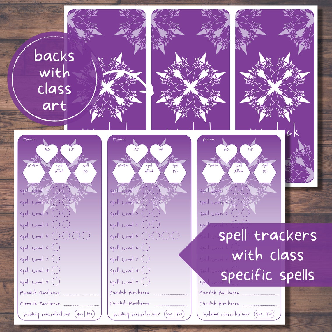 DND Warlock Spell Tracker Bookmarks, Printable Dungeons and Dragons 5e ...