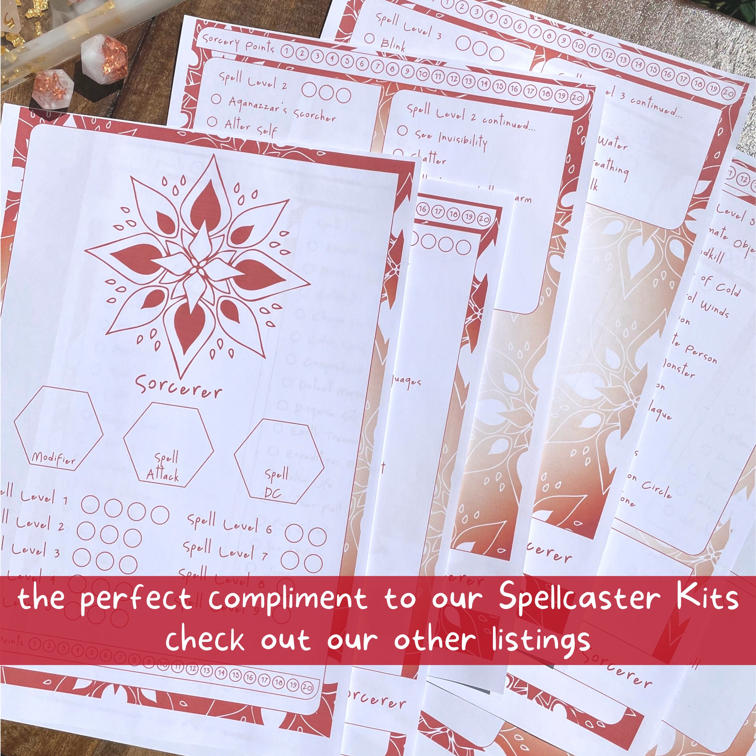 DND Sorcerer Spell Tracker Bookmarks: 5e Character Sheet (printable) - Etsy
