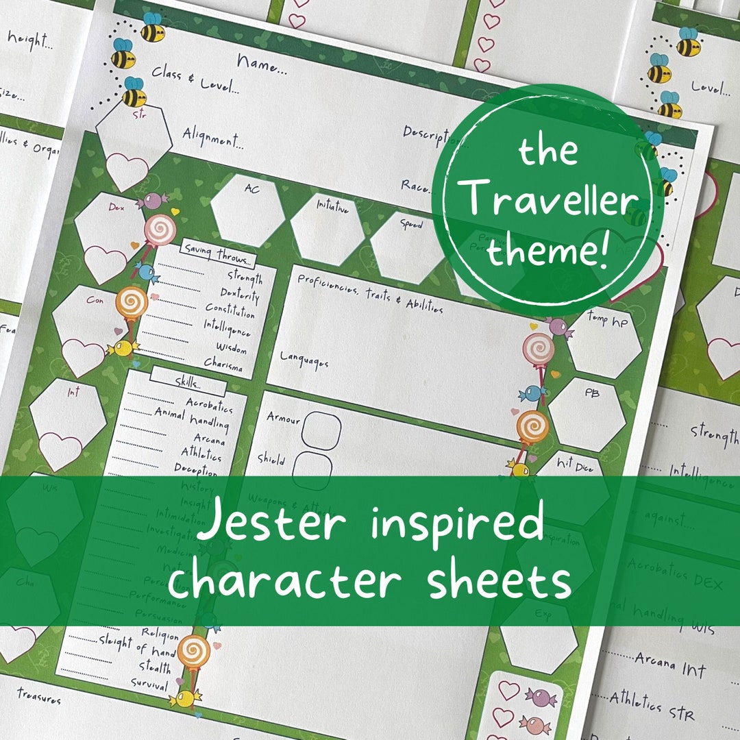 Critical Role Jester Character Sheet: DND 5e RPG Journal (PDF) - Etsy