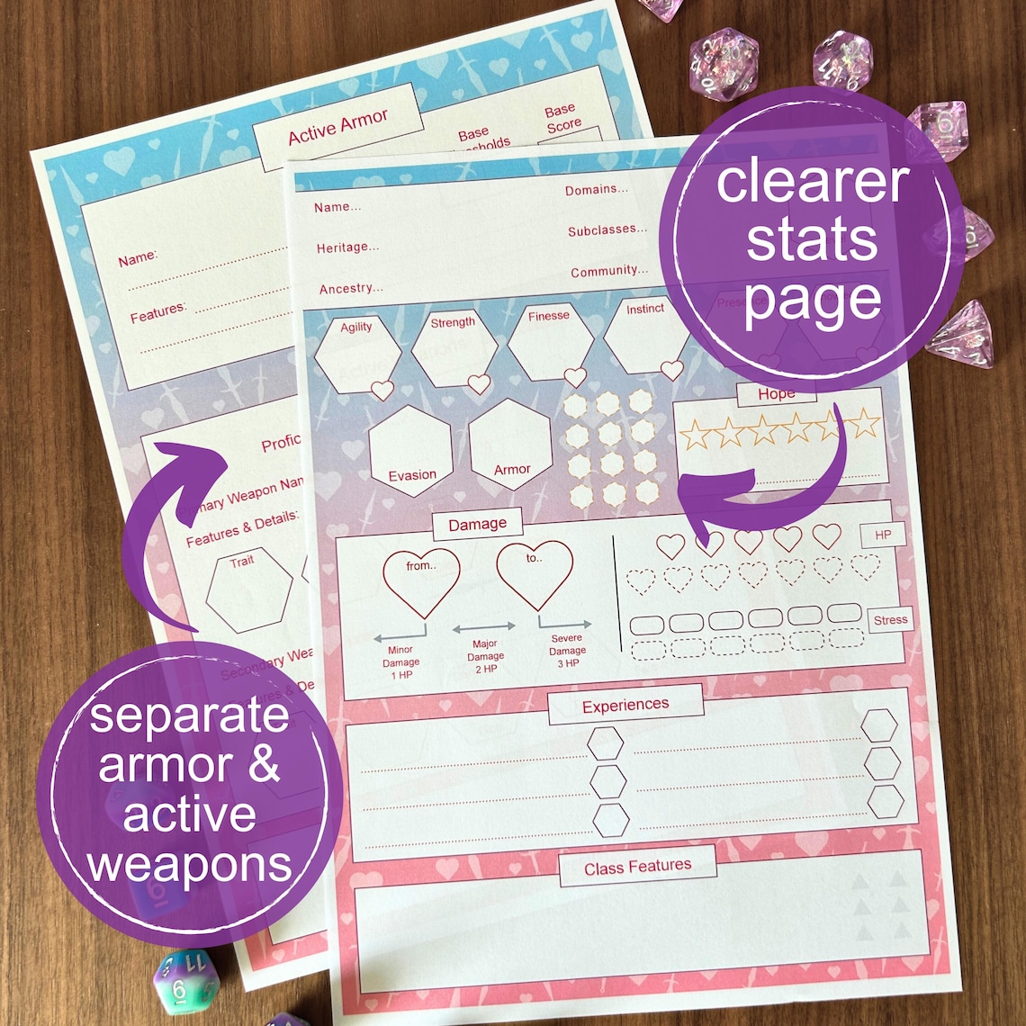 Daggerheart Character Sheets 12 Form Fillable Printable Set With Dyslexia-friendly Font, Fun ...