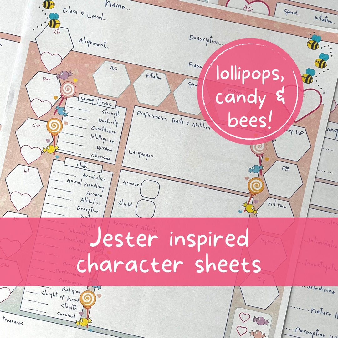 Critical Role Jester DND Character Sheet, Dungeons and Dragons 5e Pdf ...