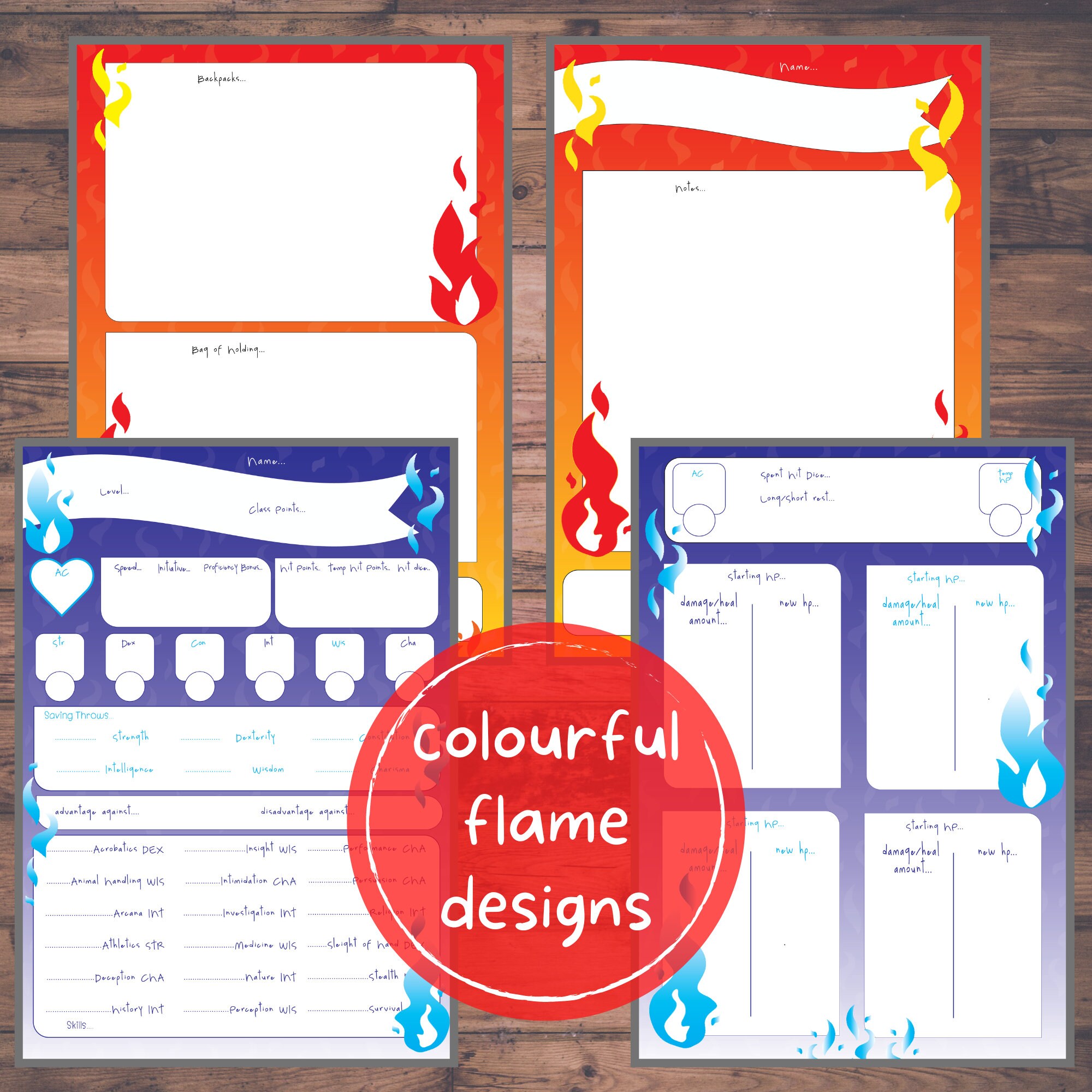 DND Character Bundle FREE Set Fire and Flames Collection 5e - Etsy