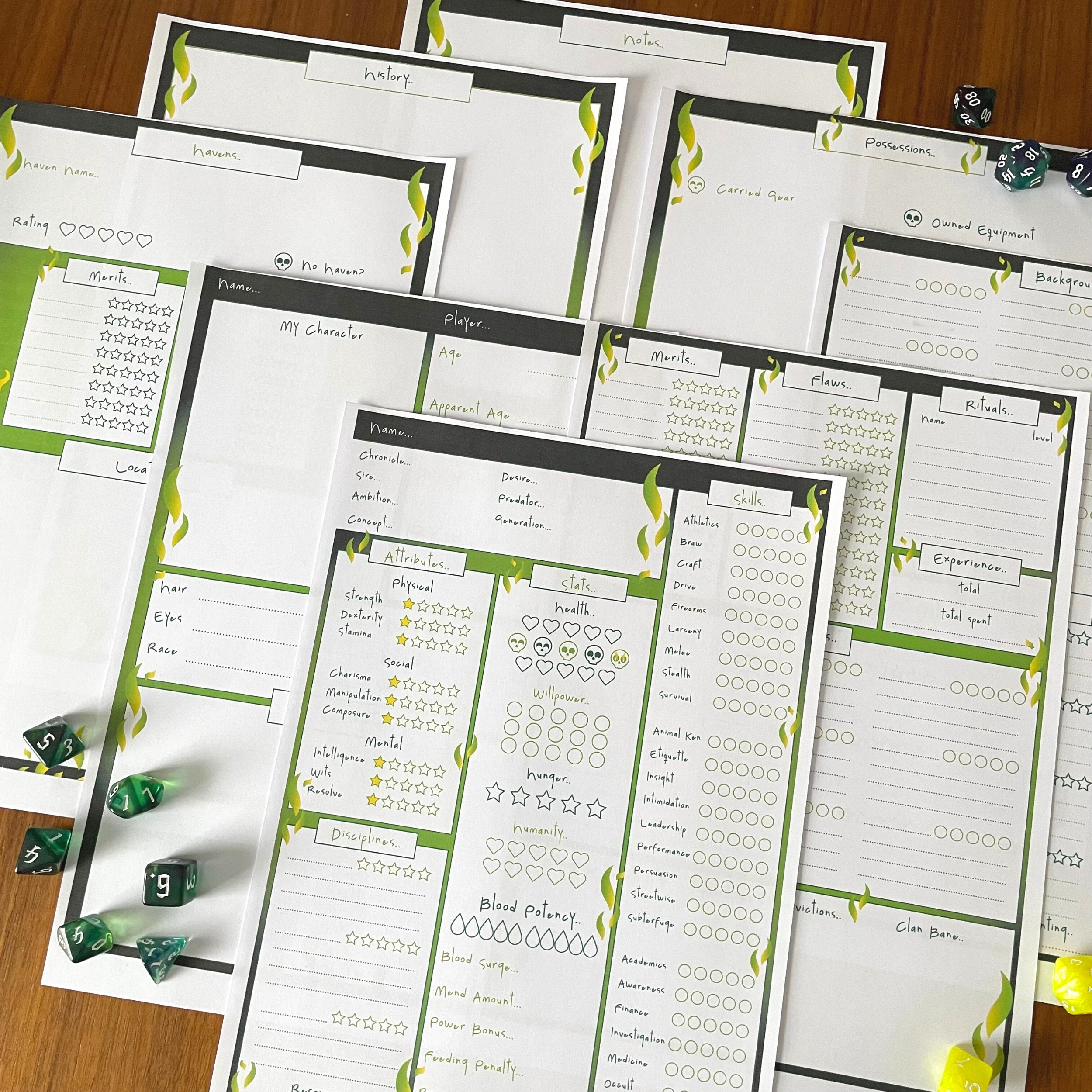 V5 Vampire the Masquerade Character Sheets Form Fillable | Vtm V5 ...