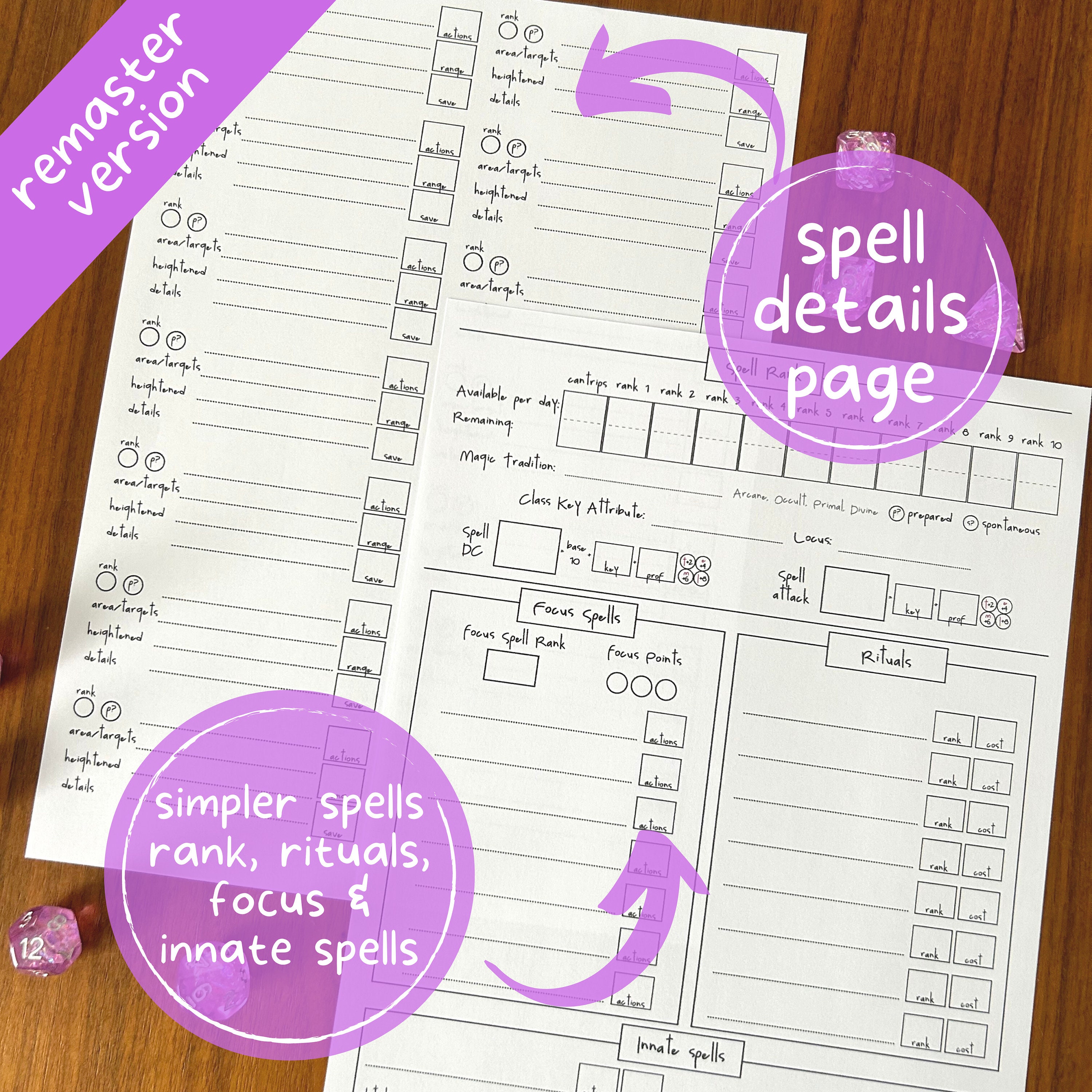 Pathfinder 2e Remaster Character Sheets Pack Great for New Players and ...