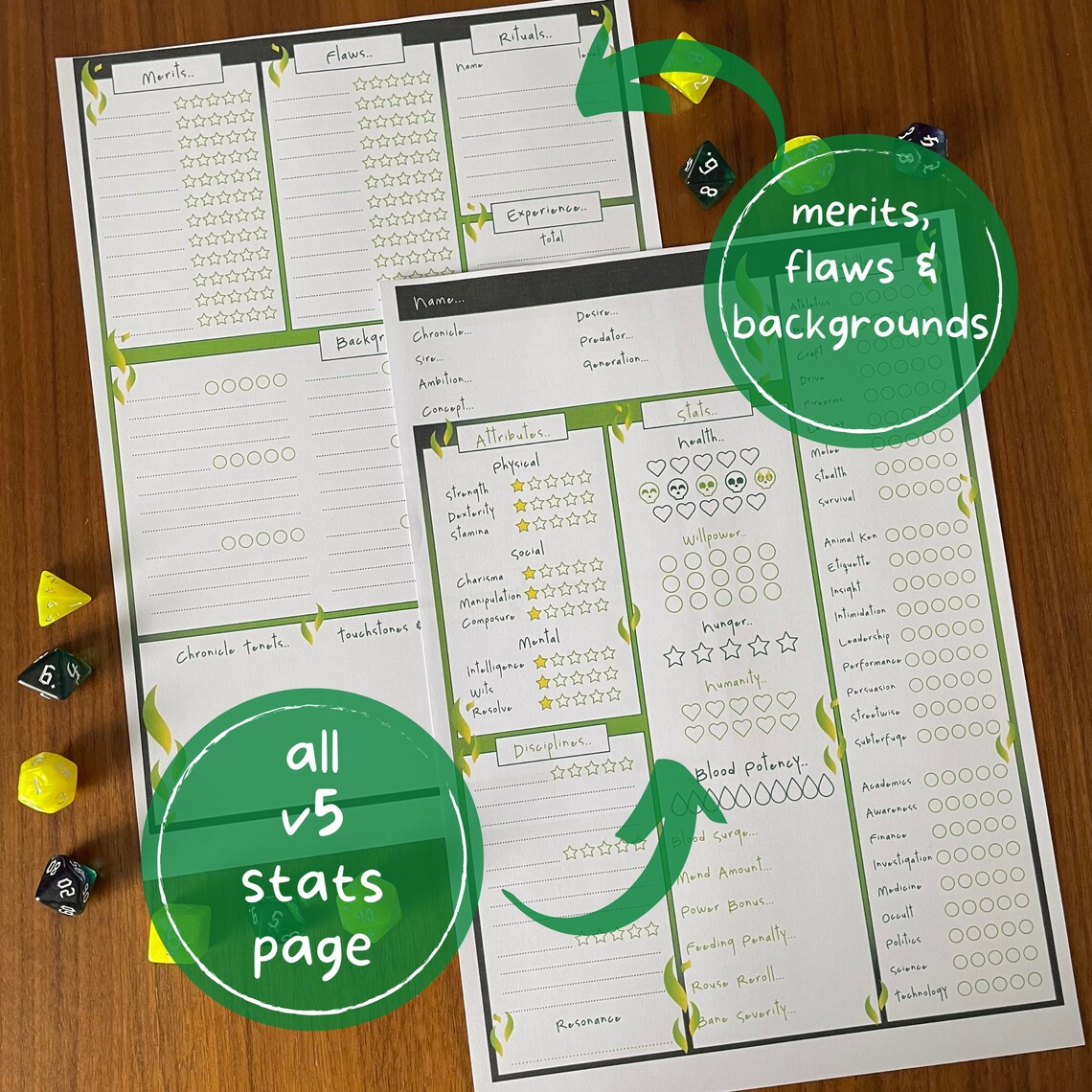 V5 Vampire the Masquerade Character Sheets Form Fillable | Vtm V5 ...