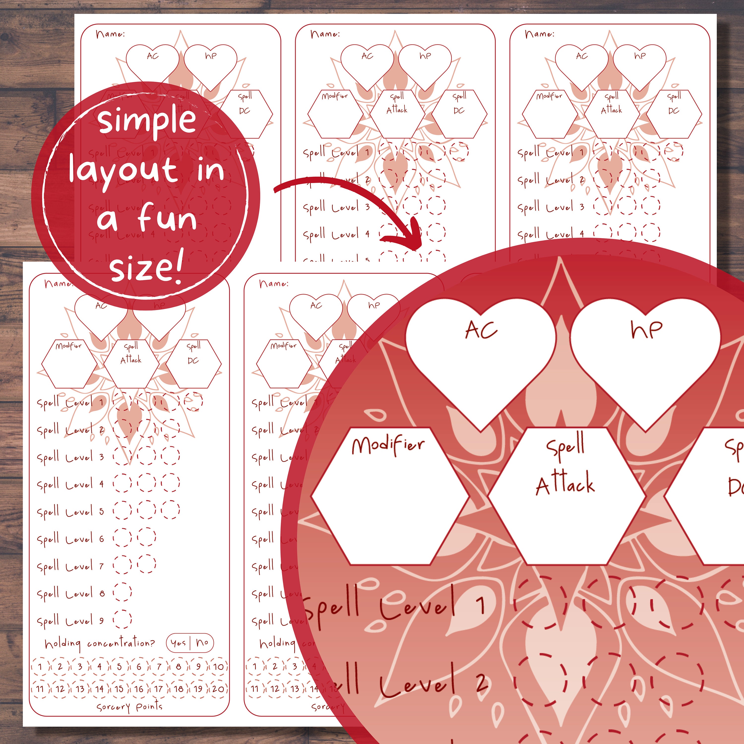 DND Sorcerer Spell Tracker Bookmarks, Printable Dungeons and Dragons 5e ...