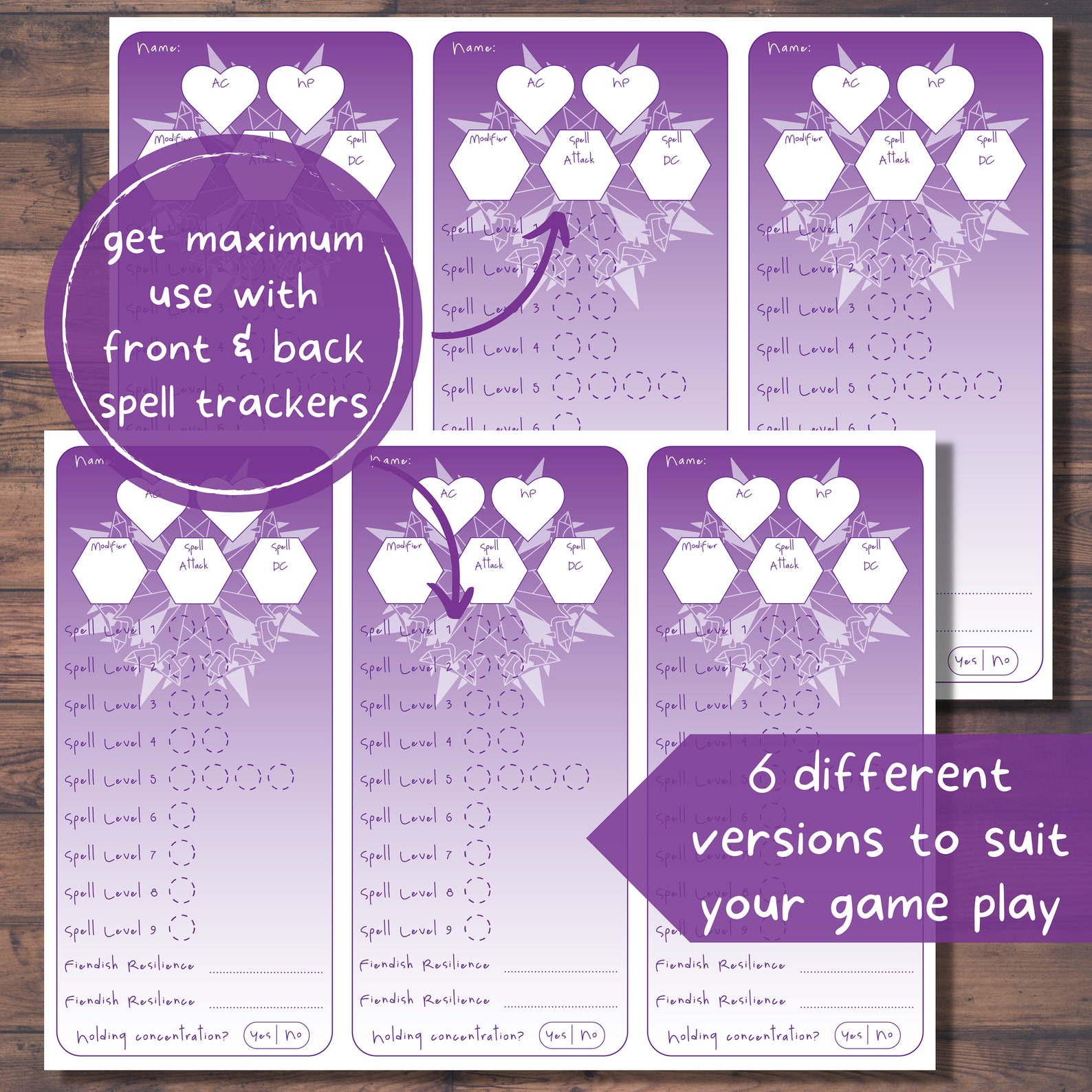 DND Warlock Spell Tracker Bookmarks, Printable Dungeons and Dragons 5e ...
