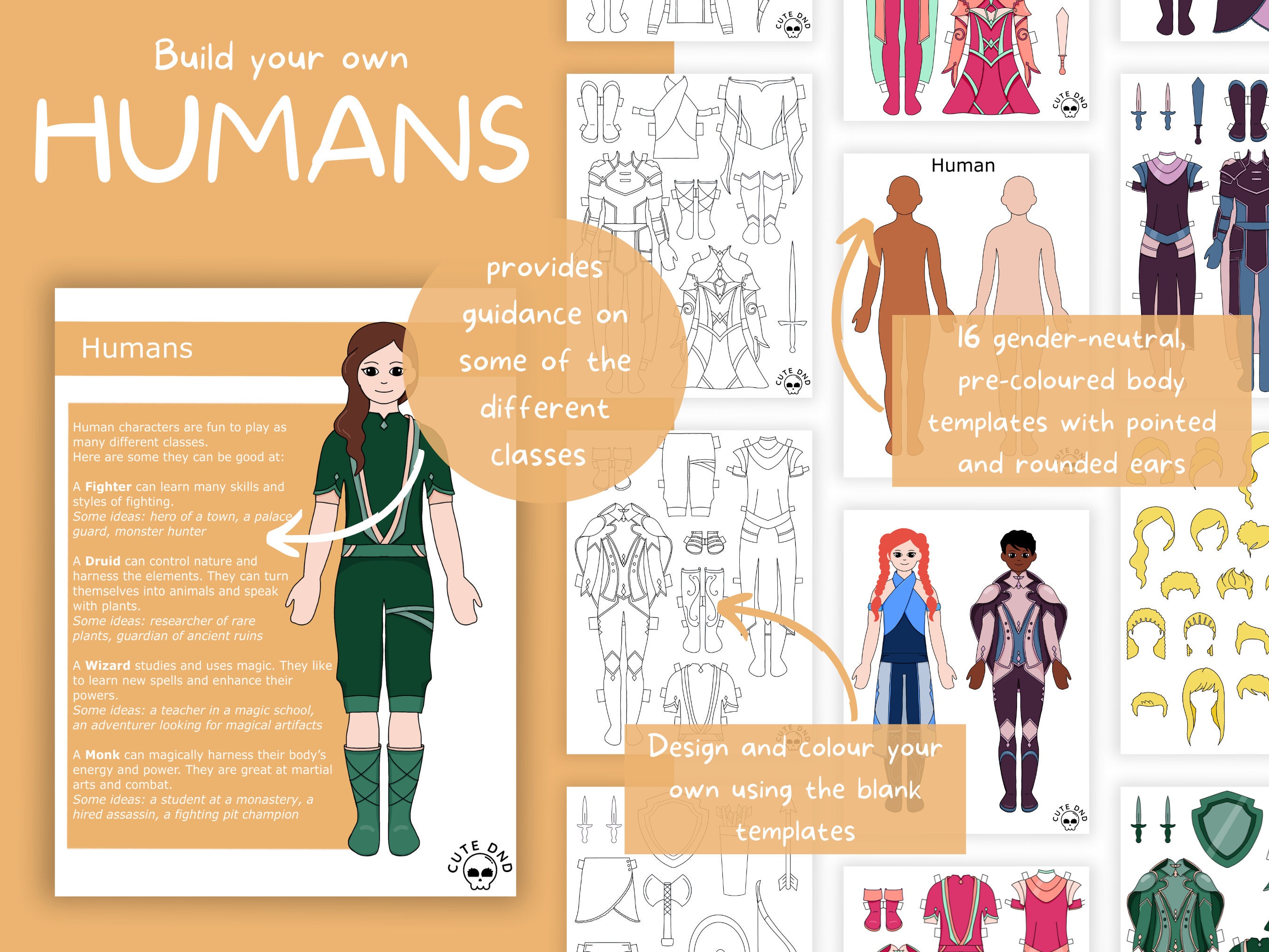 Kids DND Make Your Own Characters, Tieflings, Elves & Humans Printable ...