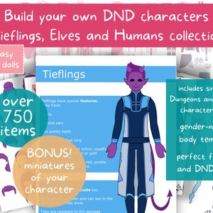 Kids DND Make Your Own Characters, Tieflings, Elves & Humans Printable ...