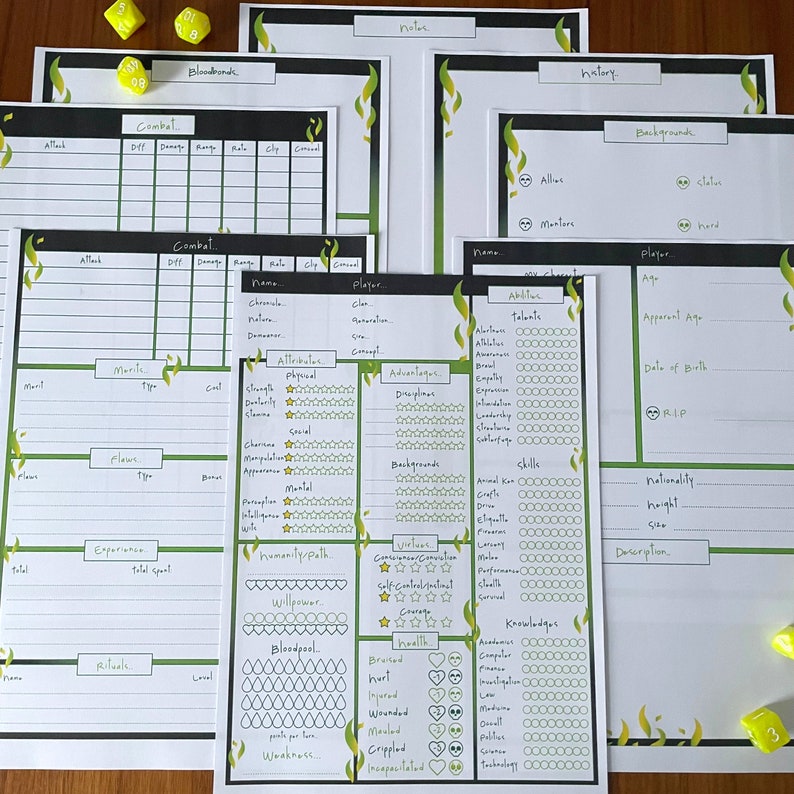 Vampire the Masquerade Character Sheets 20th Anniversary Edition | Vtm ...