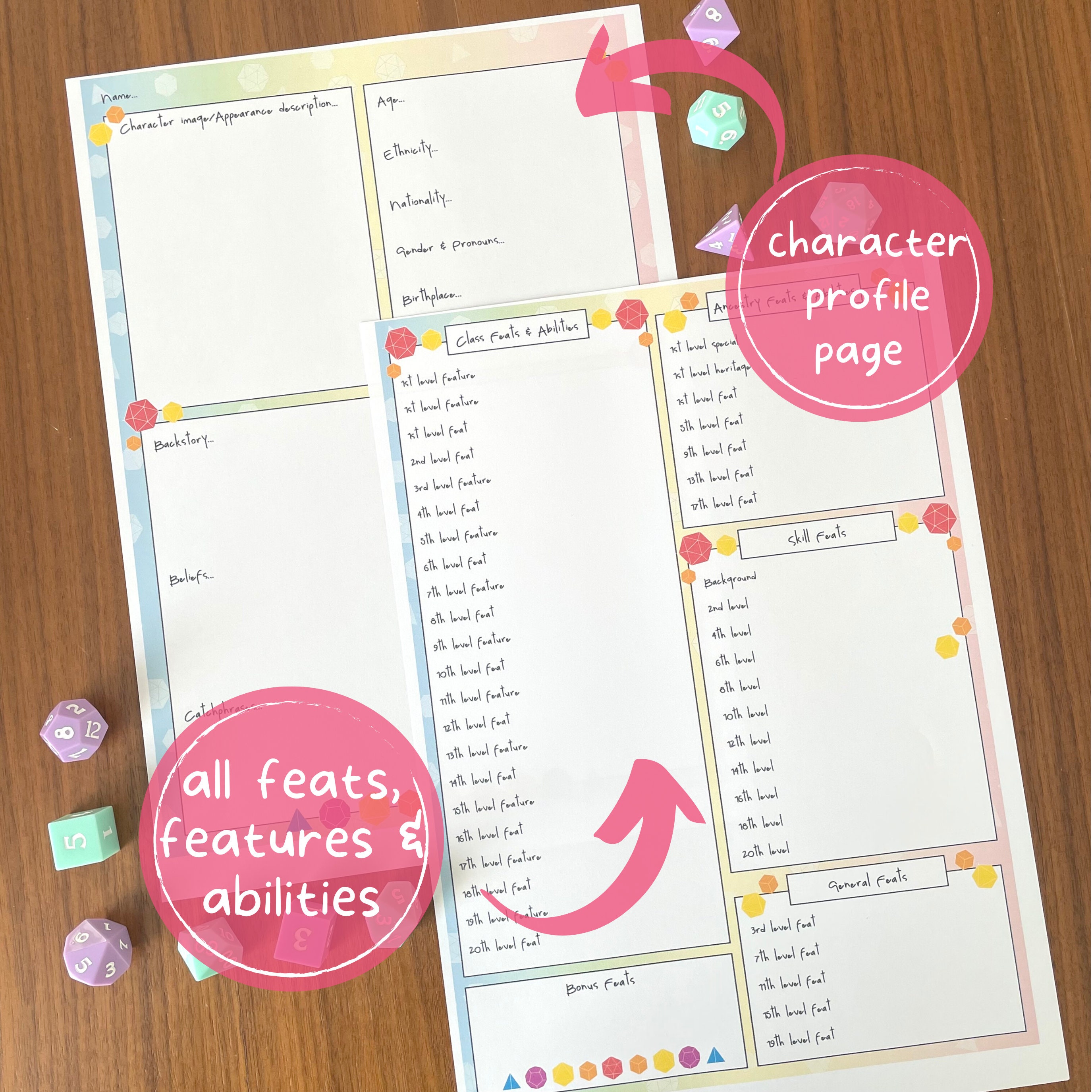 Pathfinder 2e Character Sheet PDF Rainbow Dice Theme, Simpler ...