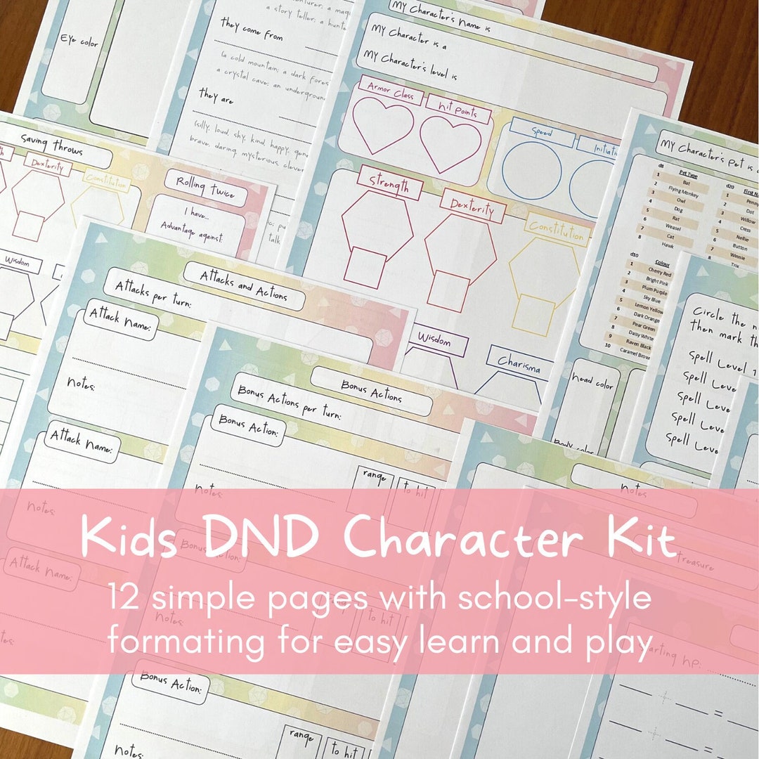 Kids DND Character Kit, Child Friendly Dungeons and Dragons Character ...