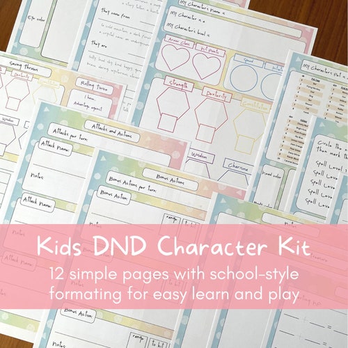 Kids DND Character Kit Child Friendly Dungeons and Dragons - Etsy
