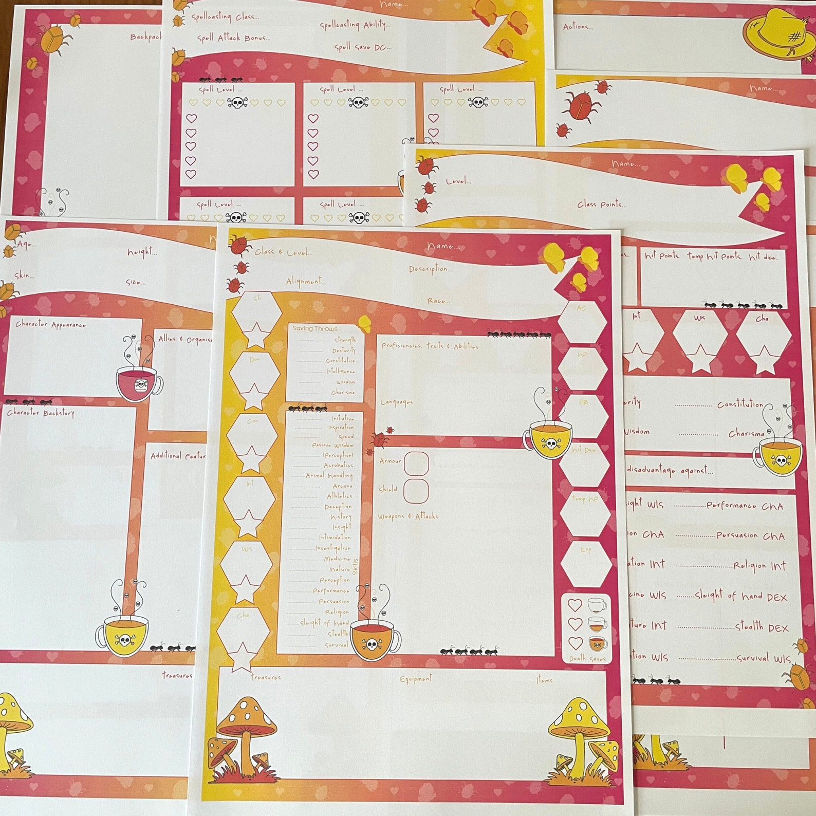 DND Mushroom Character Sheets Forest and Dead People Tea Caduceus Clay ...