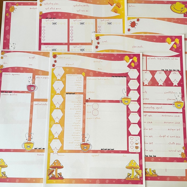 DND Mushroom Character Sheets Forest and Dead People Tea Caduceus Clay ...