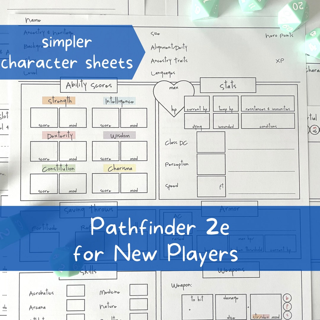 Simplified Pathfinder 2e Character Sheets for New Players - Etsy