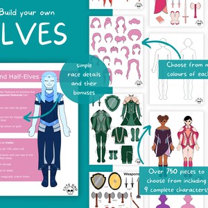 Kids DND Make Your Own Characters, Tieflings, Elves & Humans Printable ...