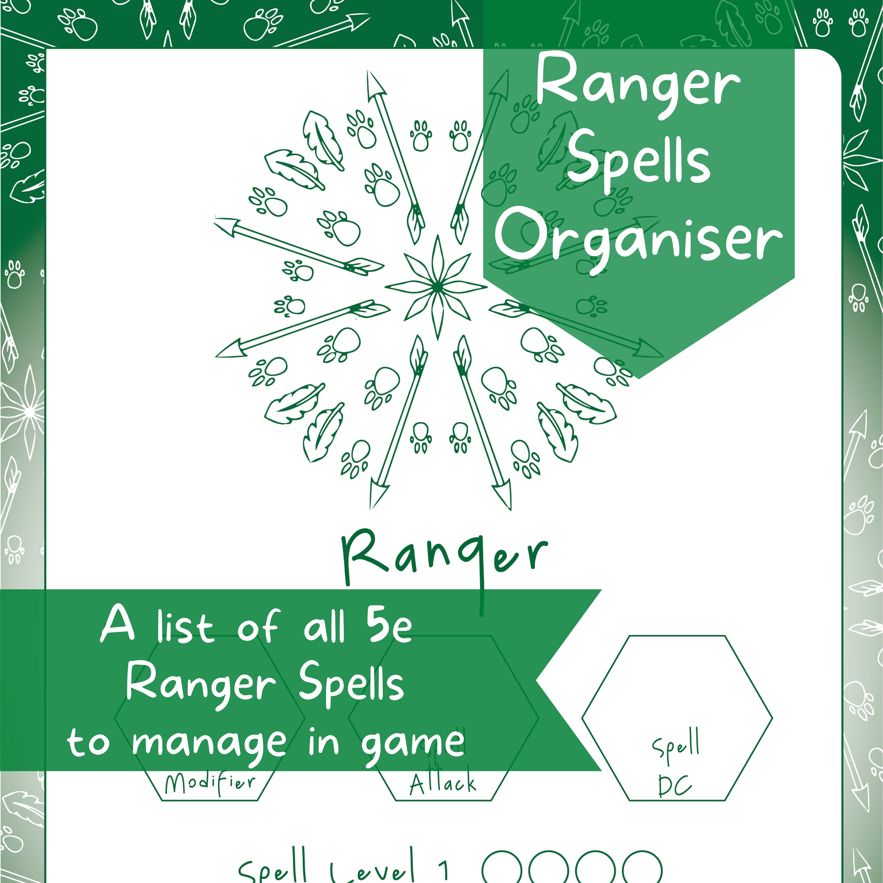 Dnd Ranger Spelltracker Set, All Ranger Spells List Printable D&D Spell ...