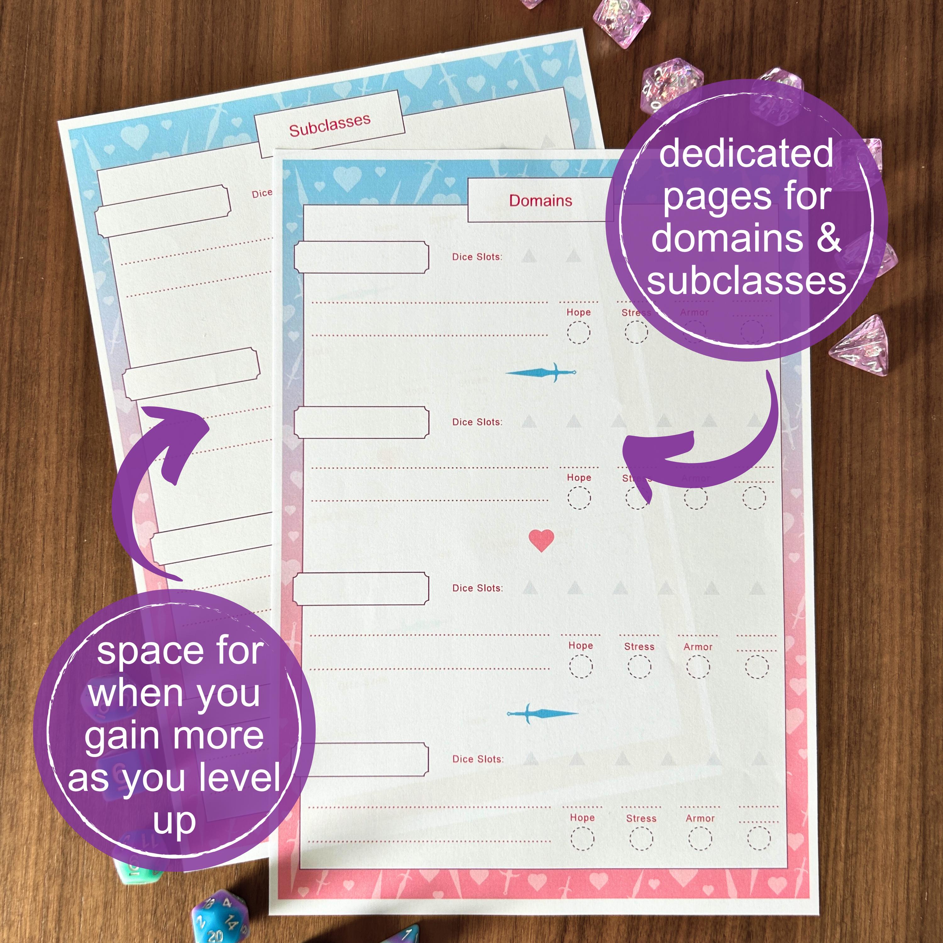 Daggerheart Character Sheets 12 Form Fillable Printable Set With Dyslexia-friendly Font, Fun ...
