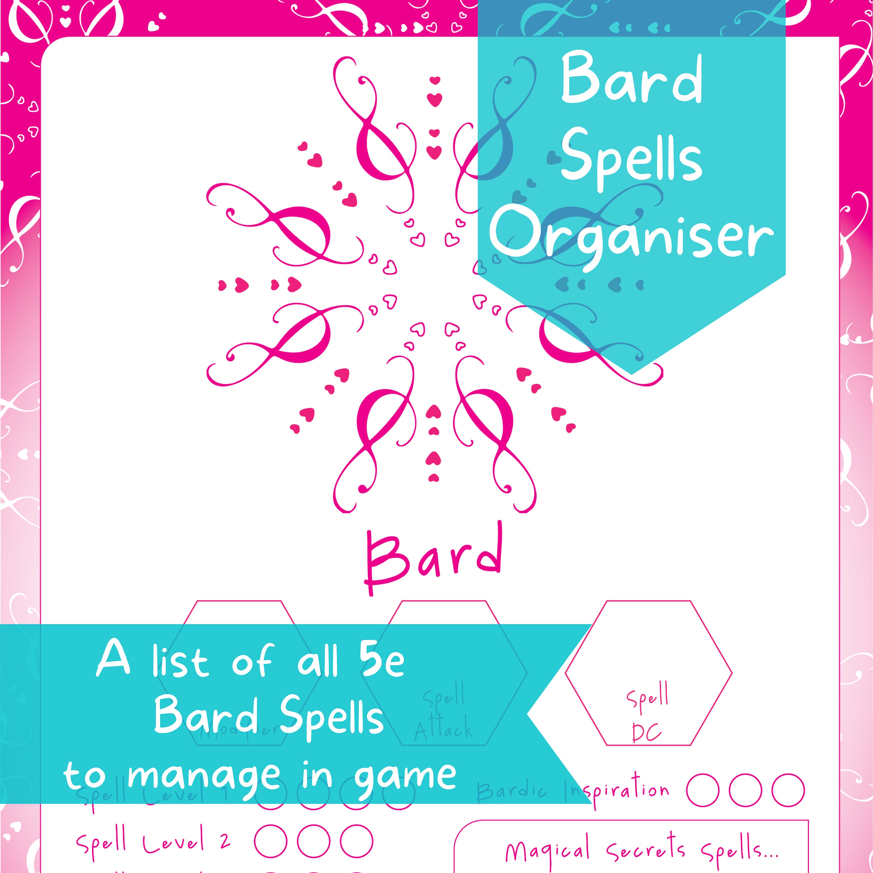 Bard Spelltracker Set All D&D 5e Bard Spell Lists and - Etsy Australia