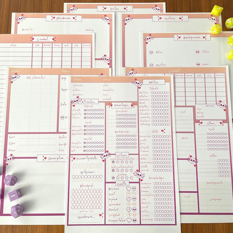 Vampire the Masquerade Character Sheets 20th Anniversary Edition | Vtm ...